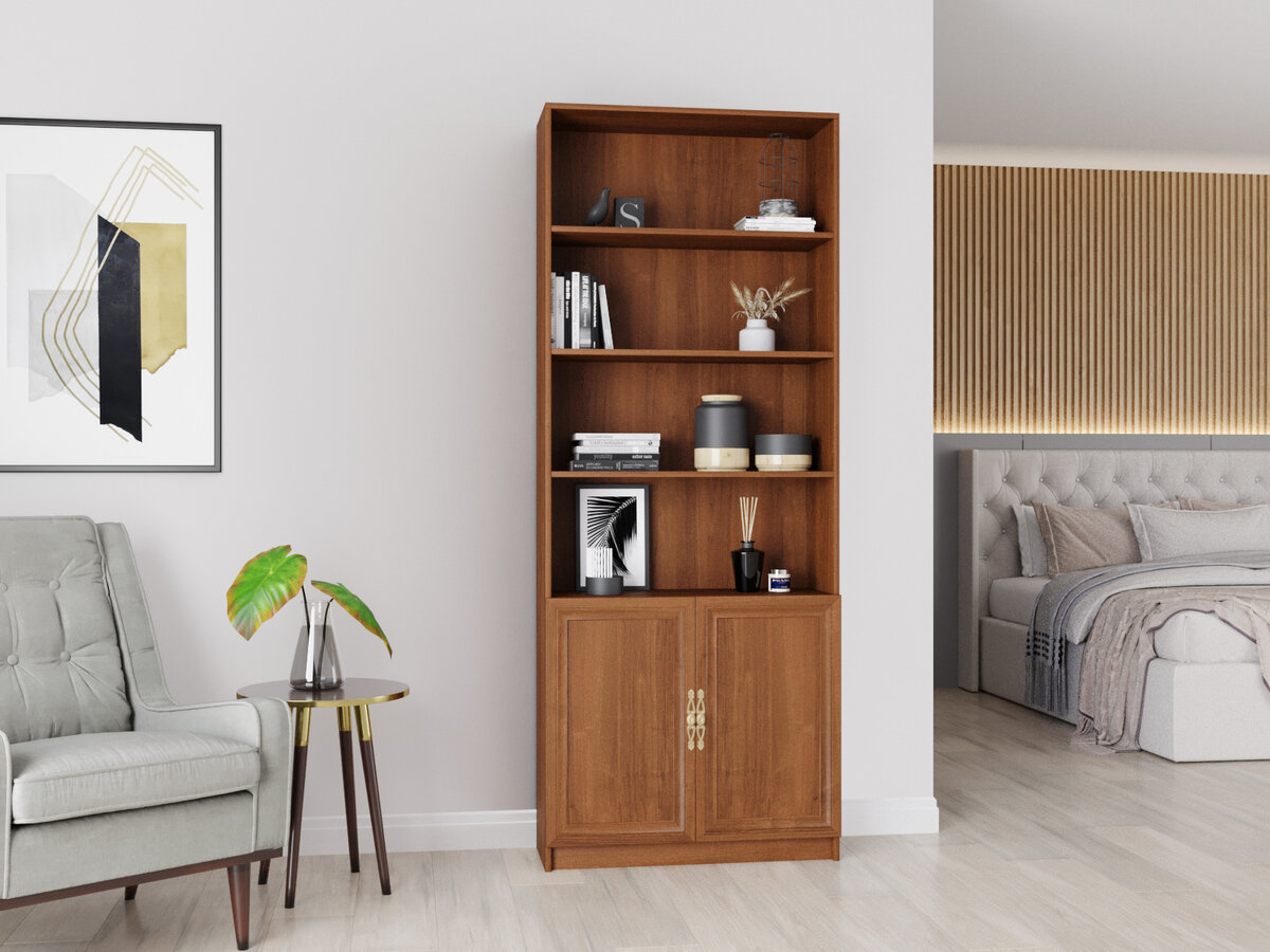 Шкаф книжный Карлос-014 Орех Экко для одежды двухдверный 80*203*28.5