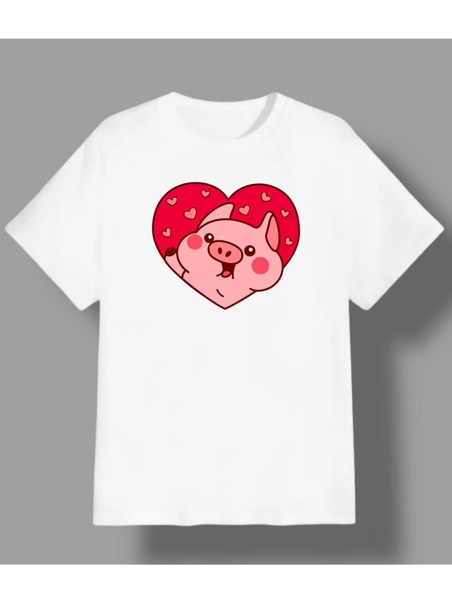 Футболка свинка в сердечке