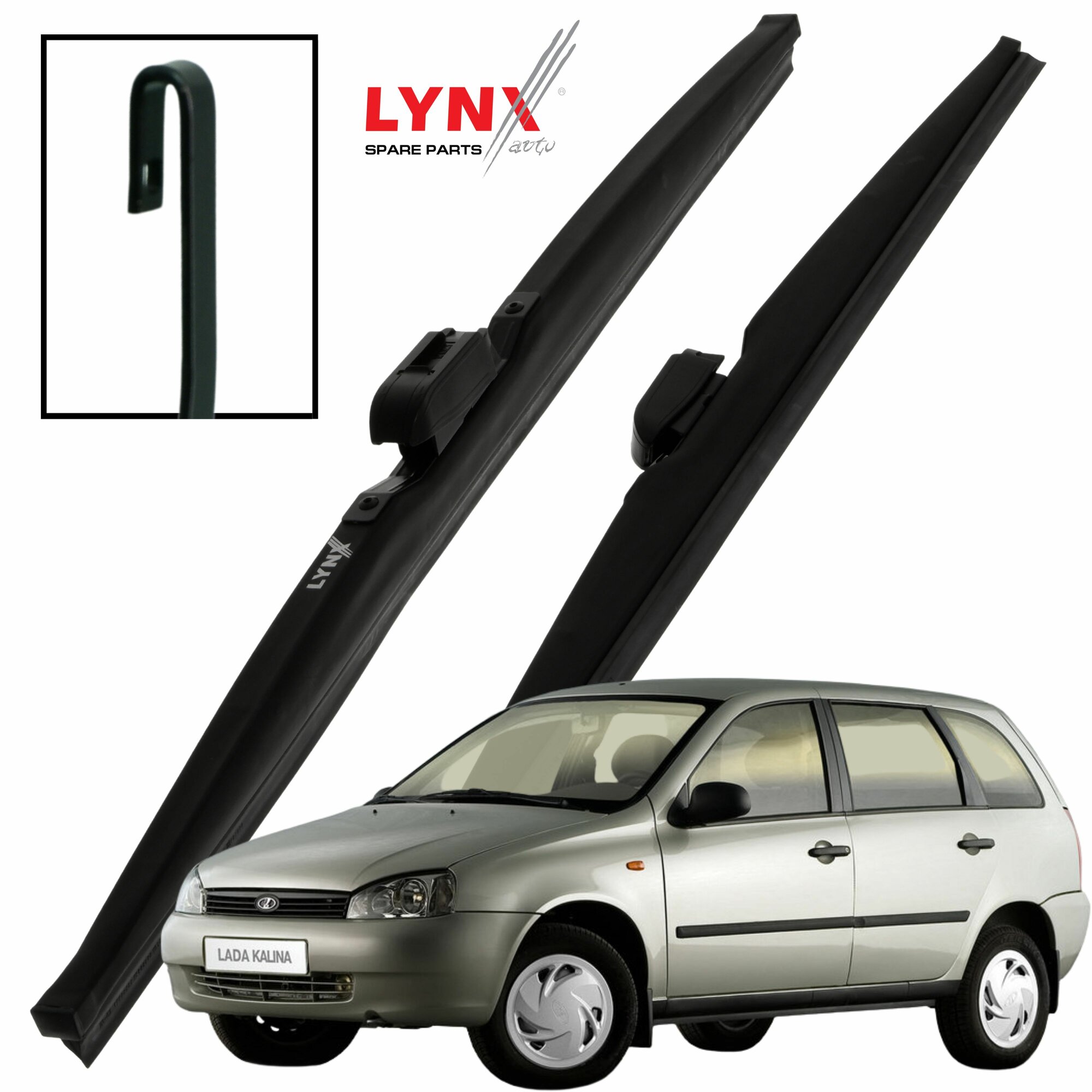 Дворники LADA Kalina (1) Sport 1117 1118 1119 2004 - 2013 щетки стеклоочистителя зимние крепление крючок J-hook Комплект 2шт 400мм + 600мм LYNXauto