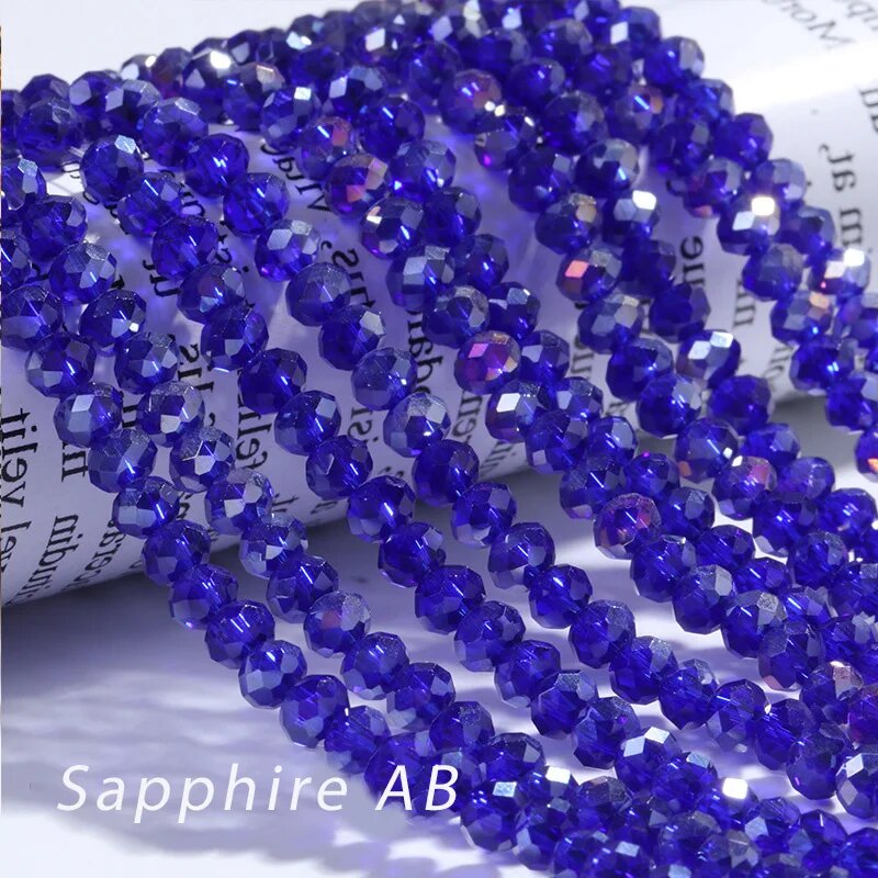 Бусины хрустальные Sapphire AB, фиолетовые, 8 мм, 68 шт