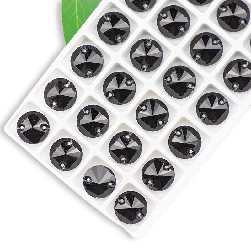 Кристальные стразы AB круглые Черный, 12mm 40pcs, Jet