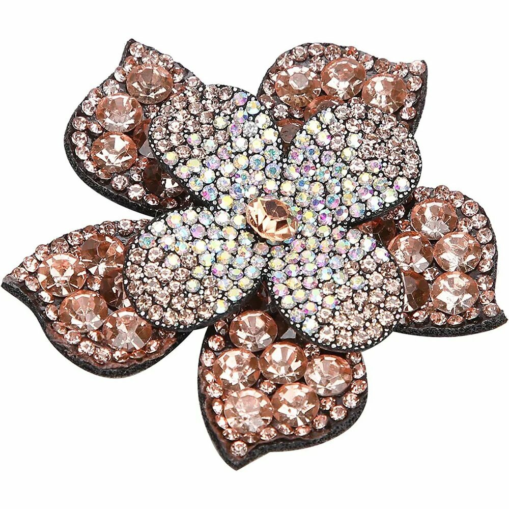 HYZELY стразовая цветочная нашивка 2.64", белая Chamapgne