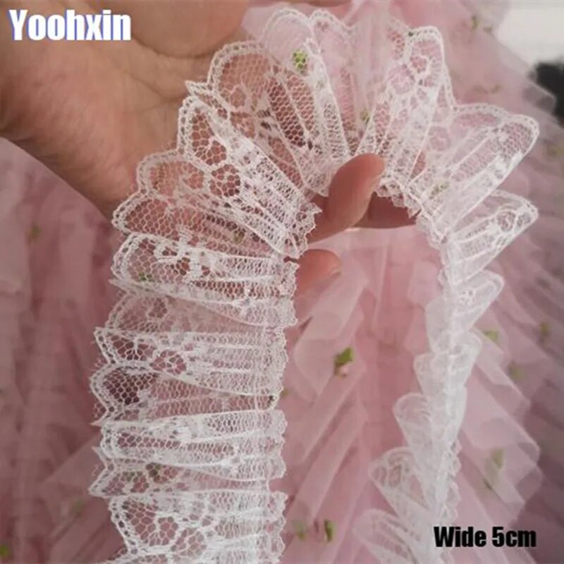 Кружевная лента Yoohxin с вышивкой белого цветка 5см