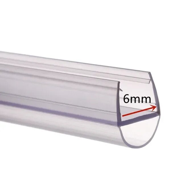ПВХ уплотнительная лента для стеклянных дверей 2 шт. U-6mm