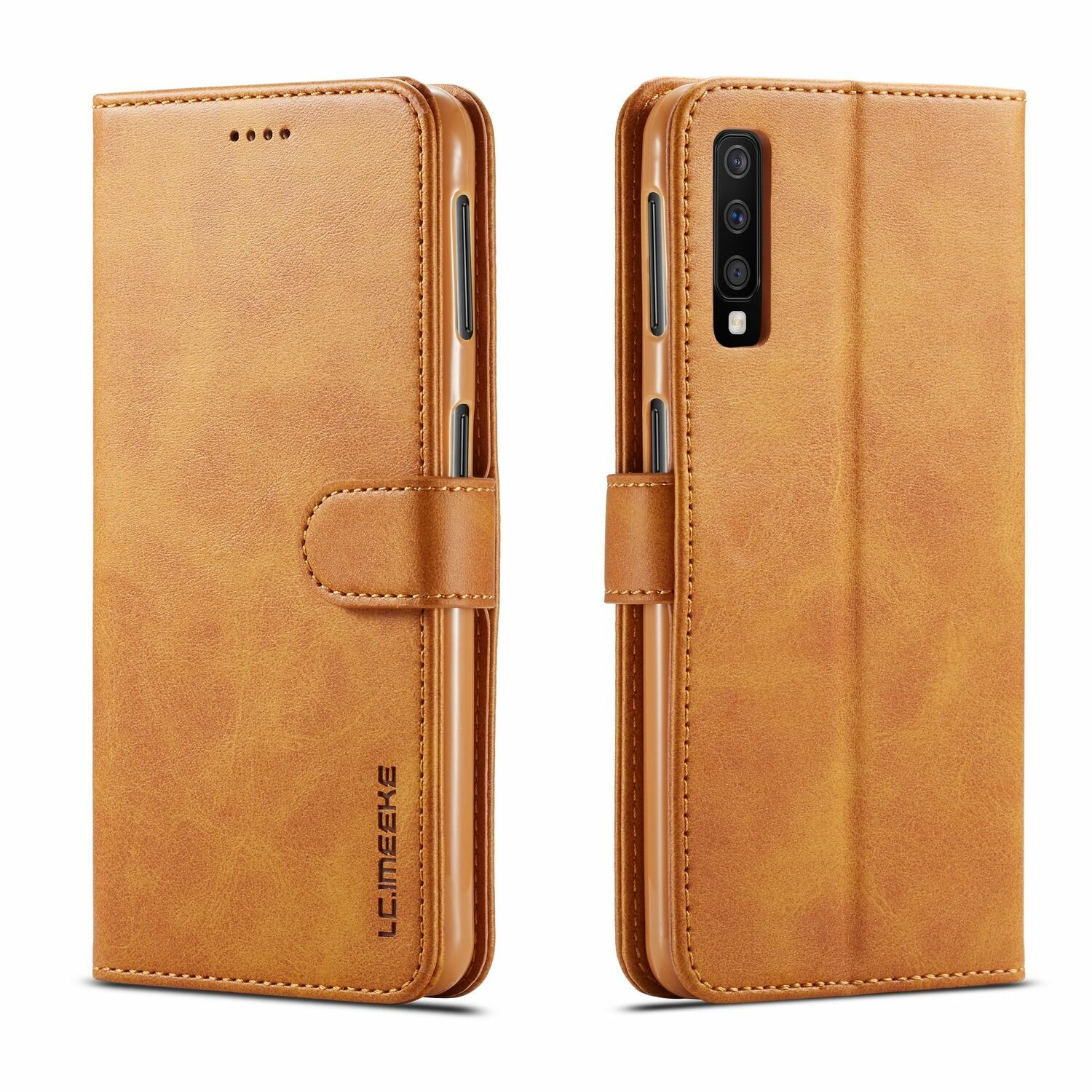 LCIMEEKE Кожаный книжка чехол для Samsung Galaxy A7 2018/ A750 (Самсунг Галакси A7 2018/ A750) с визитницей из экокожи