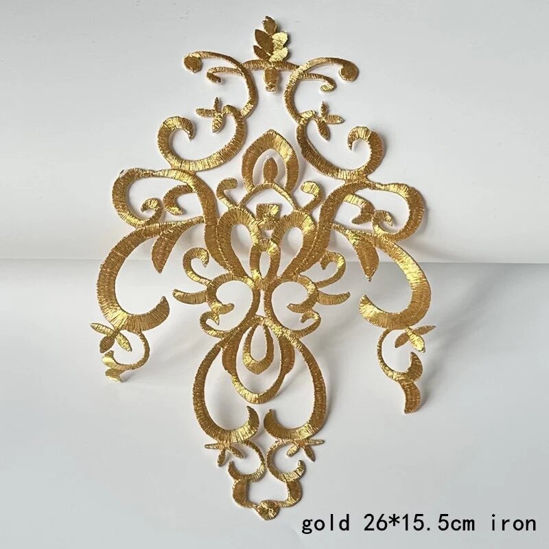 Нашивки с вышивкой, аппликации из металлической пряжи, винтажные узоры на удачу, декоративные аксессуары для рукоделия «сделай сам», воротник с цветами