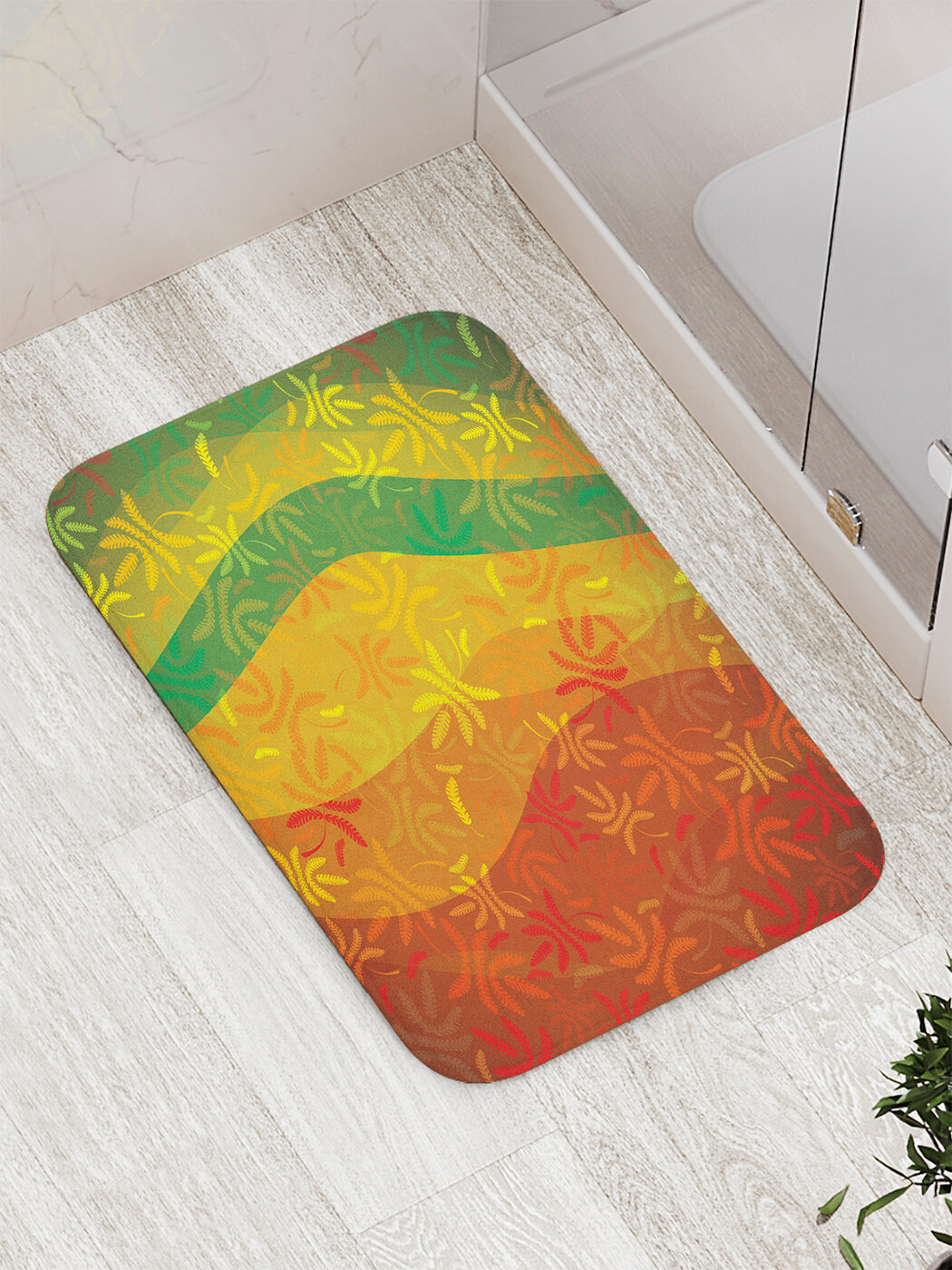 Коврик для ванной комнаты и туалета противоскользящий "Осенние листья" 52х77 см, JoyArty