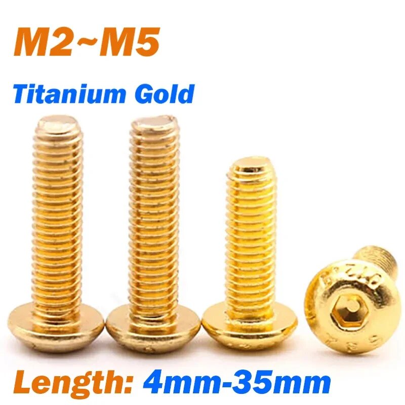 Винты титановые золотые шестигранные M2-M5 M3-10Pcs, 5mm