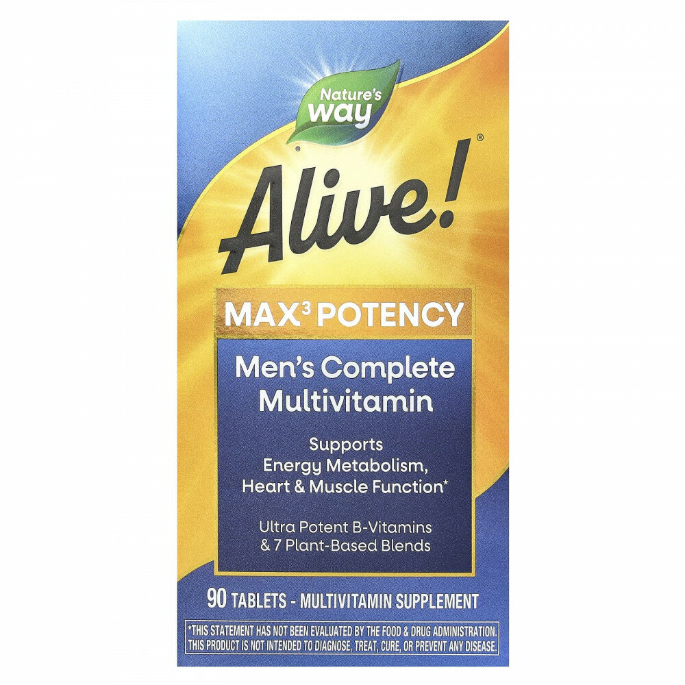Nature's Way, Alive!® Max3 Potency, мультивитаминный комплекс для мужчин, 90 таблеток