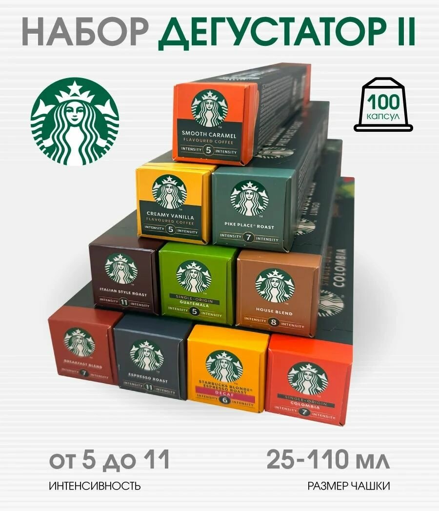 Набор разнообразных капсул Старбакс для кофемашины Nespresso