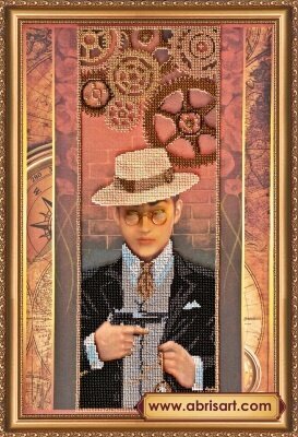 Набор для вышивки бисером Абрис Арт "Гангстер" 30х47 см, техника полукрест, инструкция, ткань с рисунком