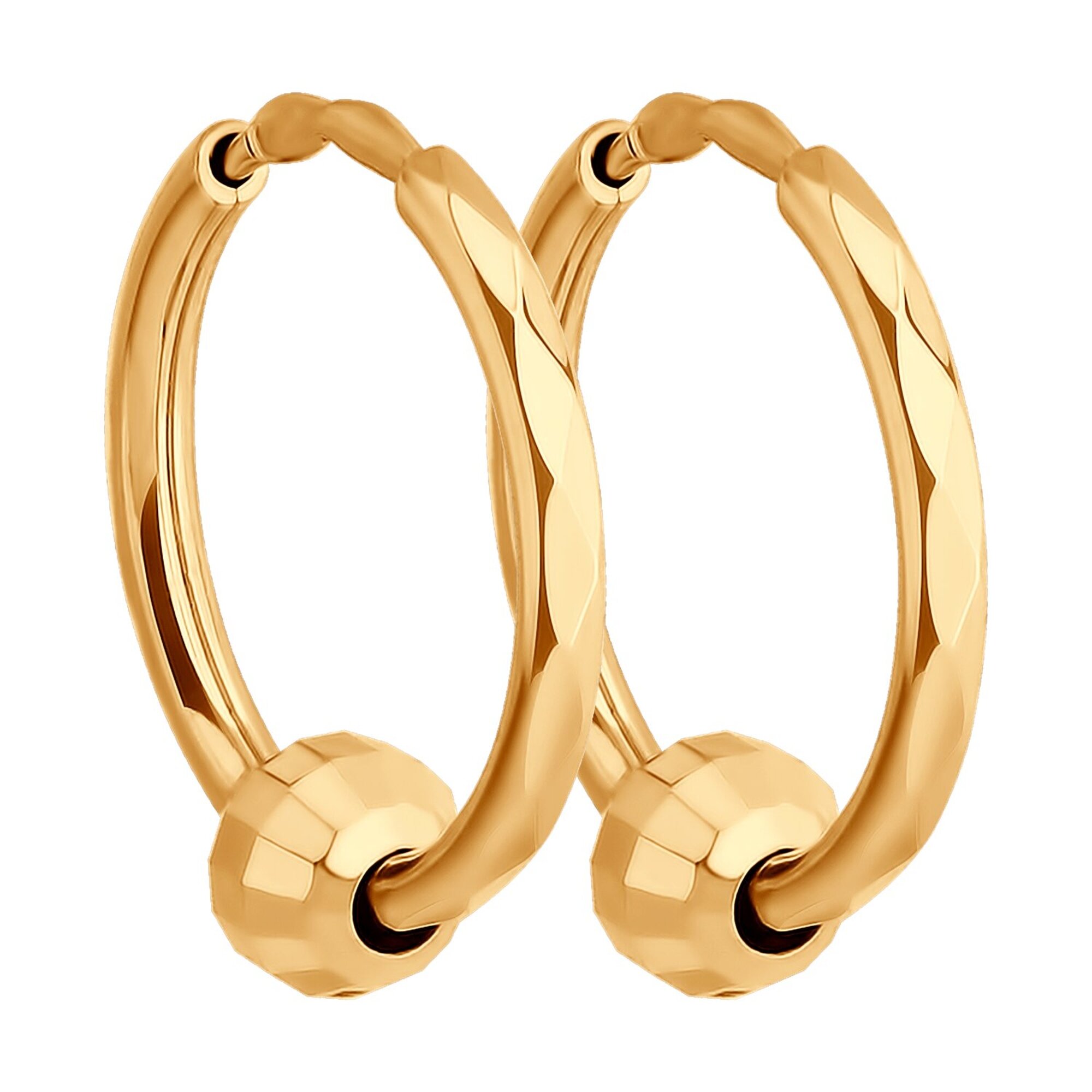 Серьги конго, трансформеры, красное золото, 585 проба