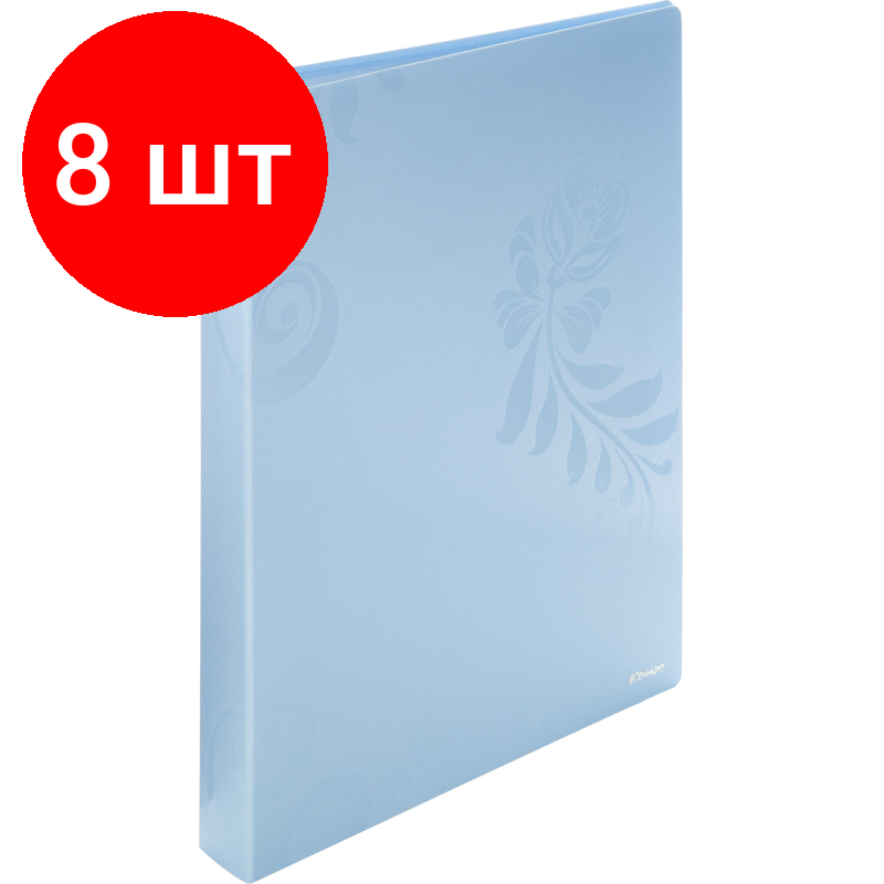 Комплект 8 штук, Папка файловая 40файлов А4Комус Русская серия Arсtic голуб 900мкм внут карм