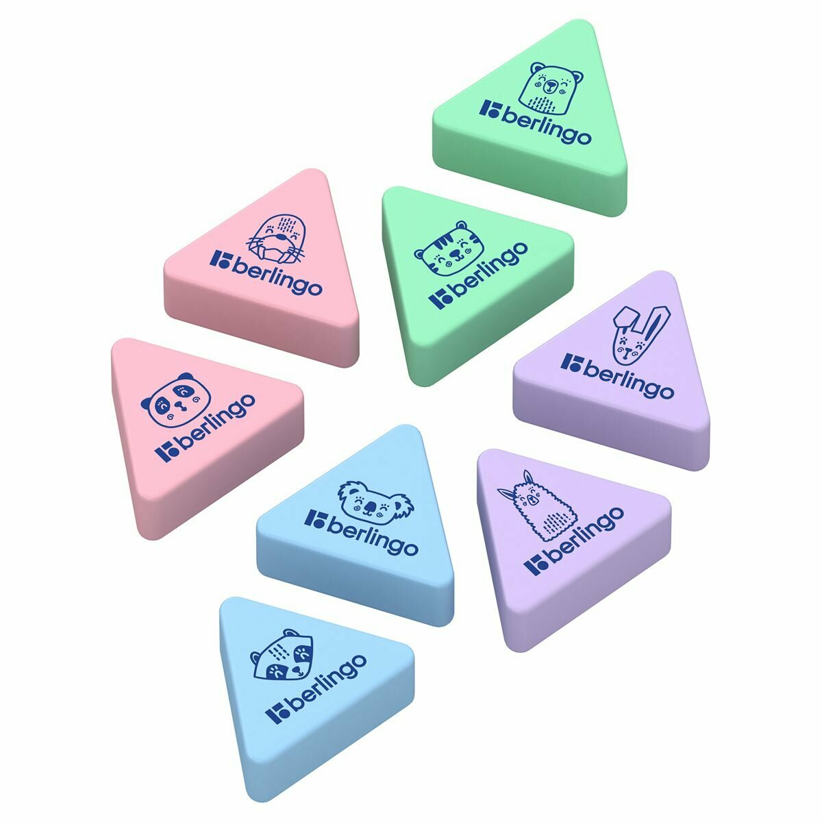 Ластик Berlingo Zoo, треугольный, термопластичная резина, 28x24x10мм (BLc_00350), 72шт.