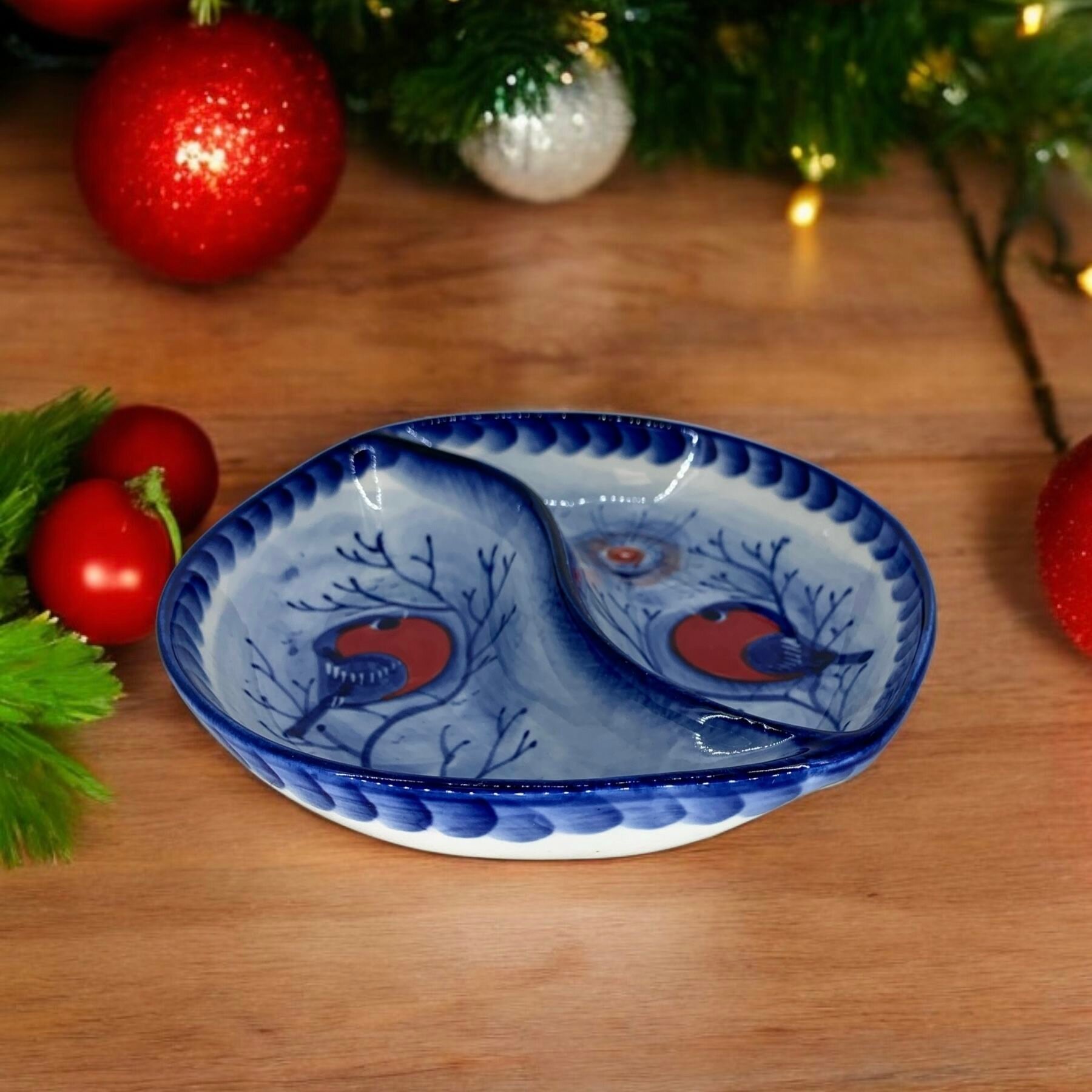 Менажница фарфор гжель ручная работа