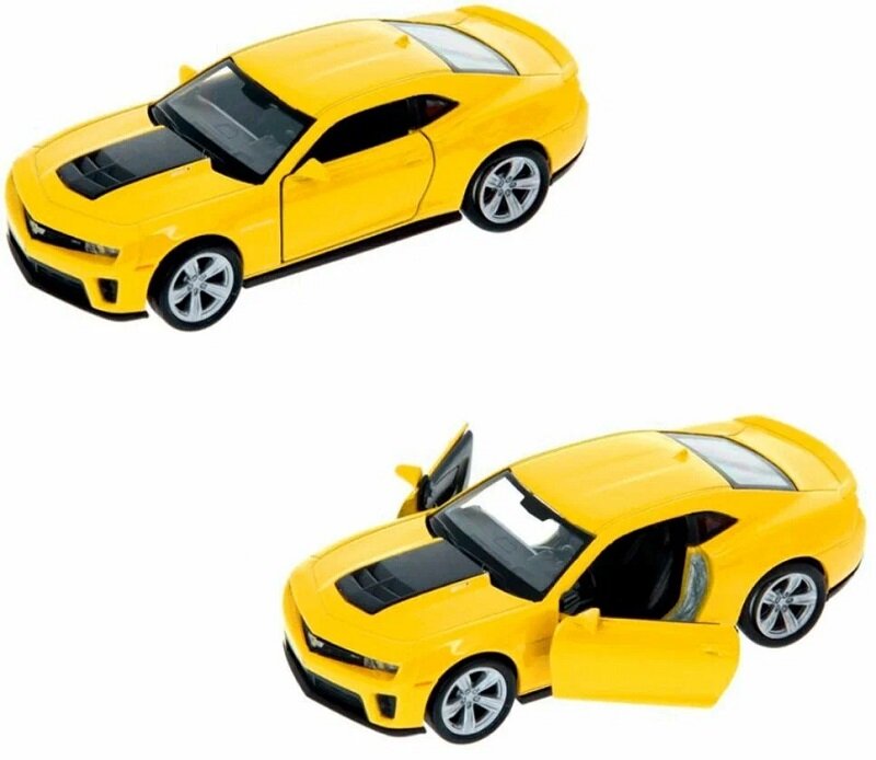 Welly. Коллекционная машинка "Chevrolet Camaro ZL1" 43667W-Y, желтая, инерционная, масштаб 1:38