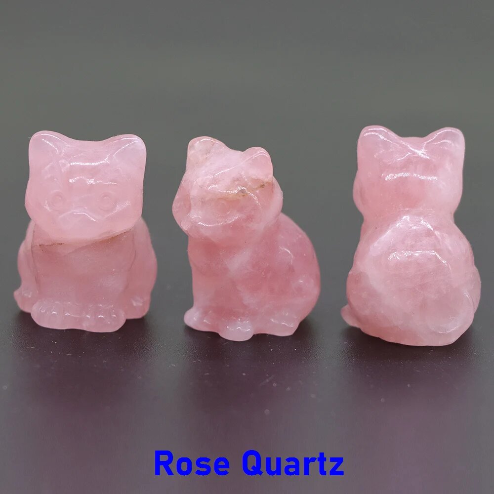 Статуя кота из натурального камня 30 мм Розовый, 1 PCS, Rose Quartz