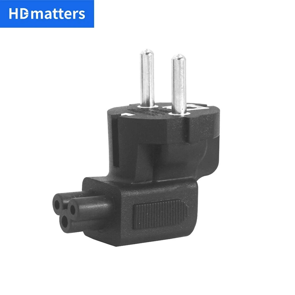 Адаптер для кабеля питания 90 градусов с вилкой Стандарта ЕС на C5, угловой переходник с вилкой европейского стандарта на вилку IEC C5, переходник CEE7/7 с вилкой Стандарта стандарта IEC C5