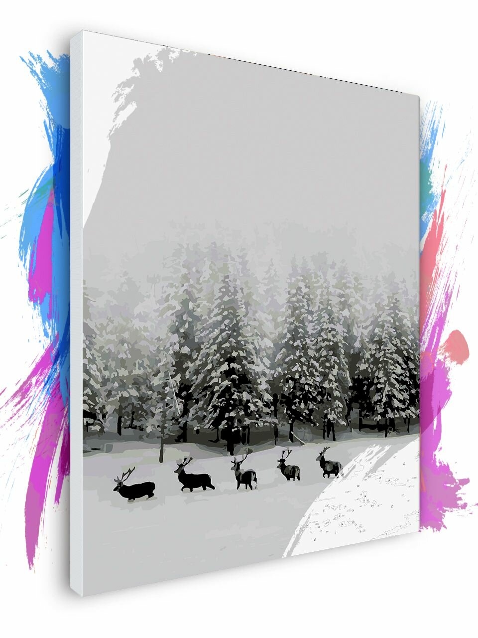 Картина по номерам на холсте Оленья стая, 70 х 90 см