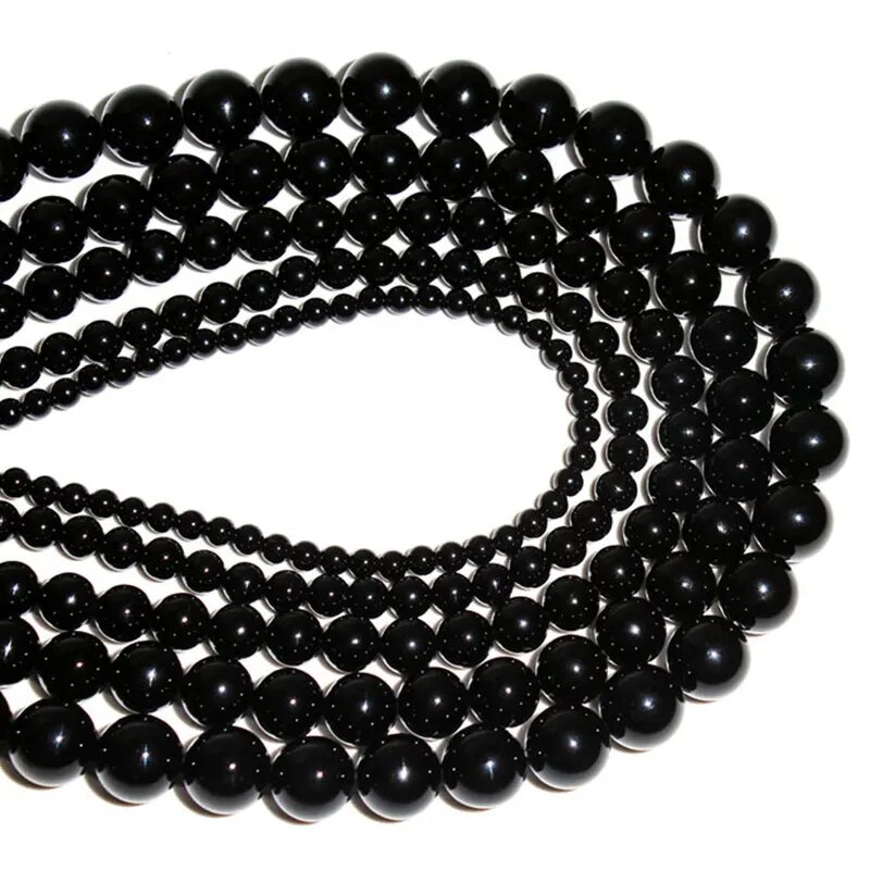 Бусины из черного оникса и агата LUOMAN XIARI 4-12 мм Черный, 4 mm about 90 pcs, 5A Black Agate