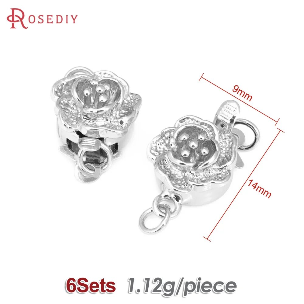 Комплект соединительных застежек для ожерелий Rosediy, латунь, золотистого цвета Серебряный, 45540-Platinum Color