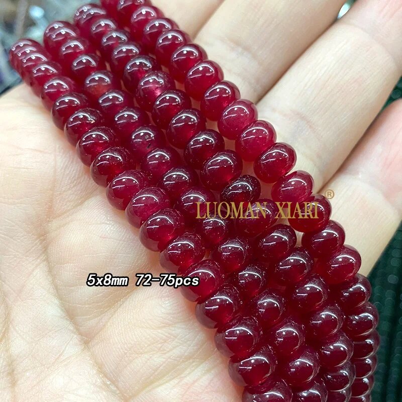Натуральные бусины из халцедона и рубина LUOMAN XIARI 5x8mm abacus