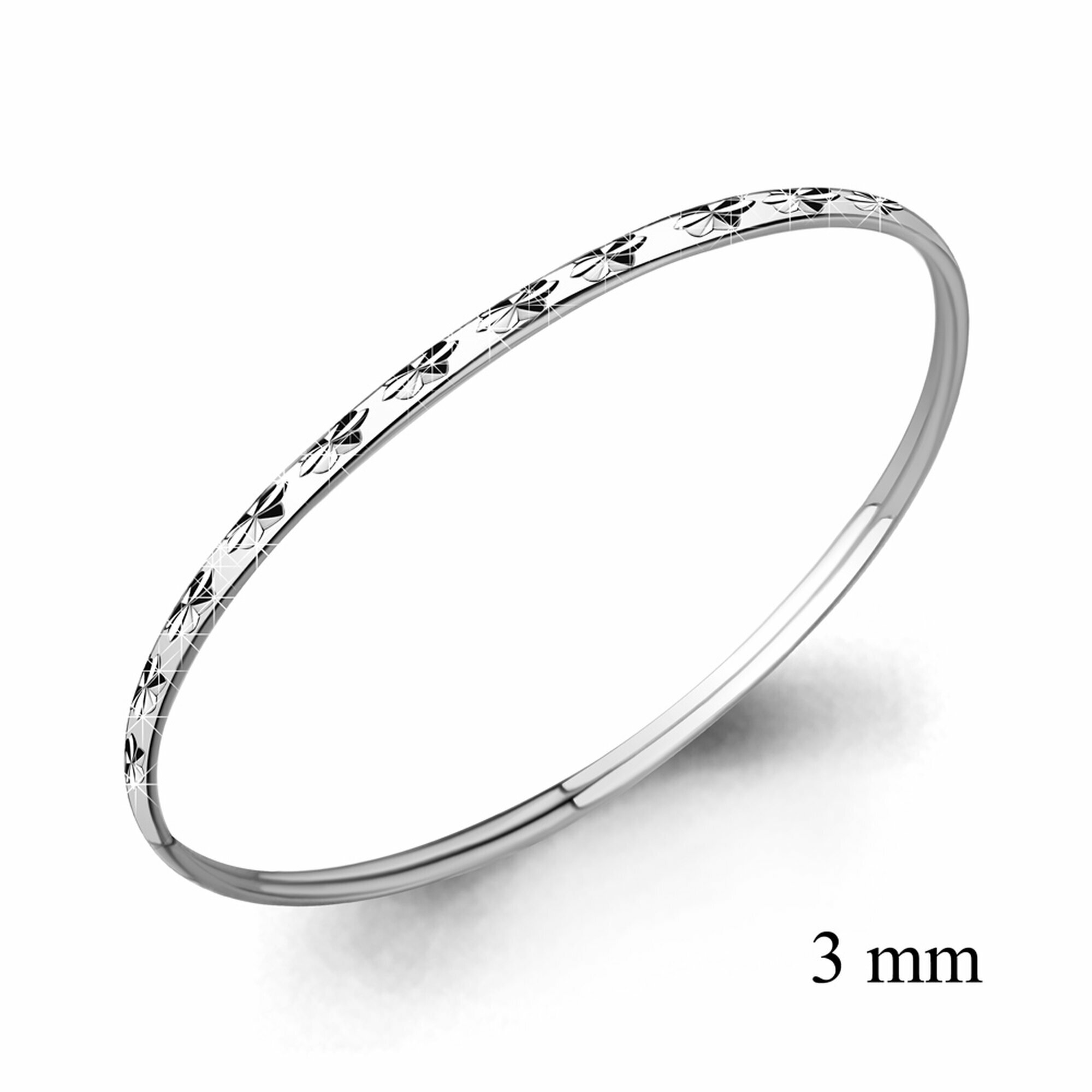 Жесткий браслет, серебро, 925 проба, родирование