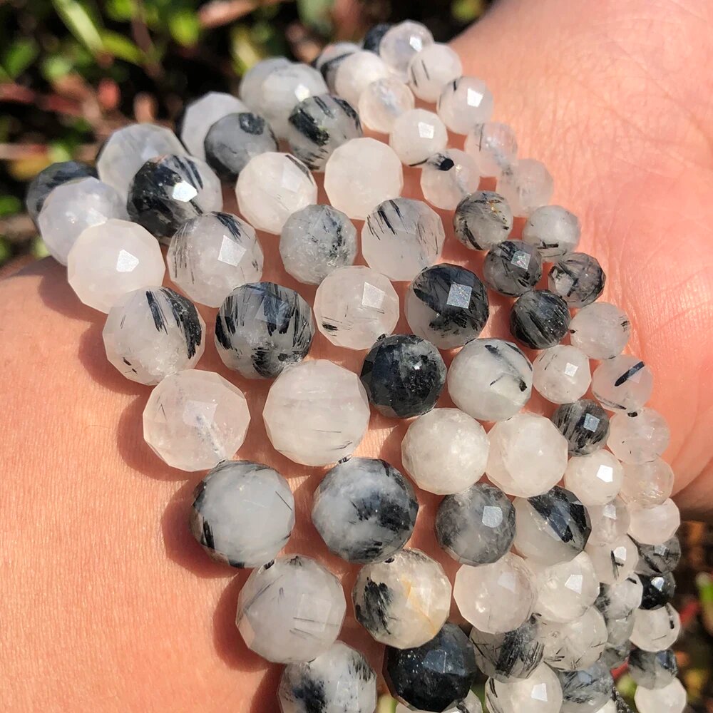 Куою Черный рутилированный кварц бусины 6/8/10 мм 10MM