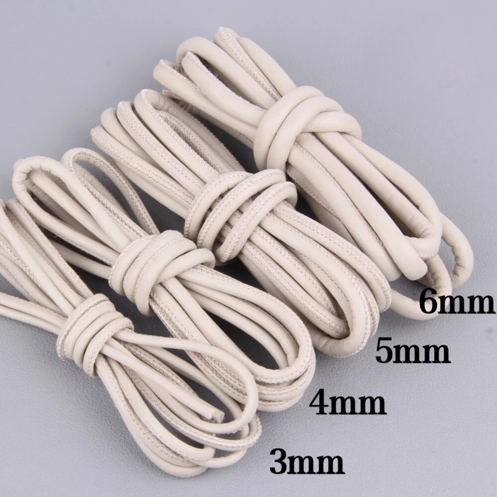 Кожаный шнур из овечьей кожи LMCK REGE 3/4/5/6 мм, 2 метра Белый, 3mm, cream color