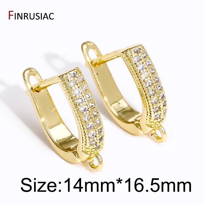 Крючки для сережек FINRUSIAC 18K позолота, с цирконом