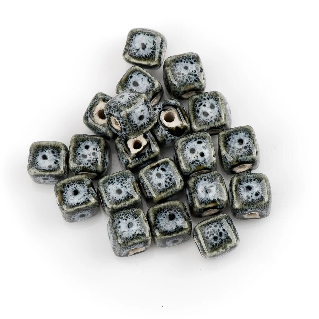 Керамические бусины Midofare квадратные 7-8/10-12 мм 20 шт Серебряный, 7-8mm, 20pcs-A519C-A525A