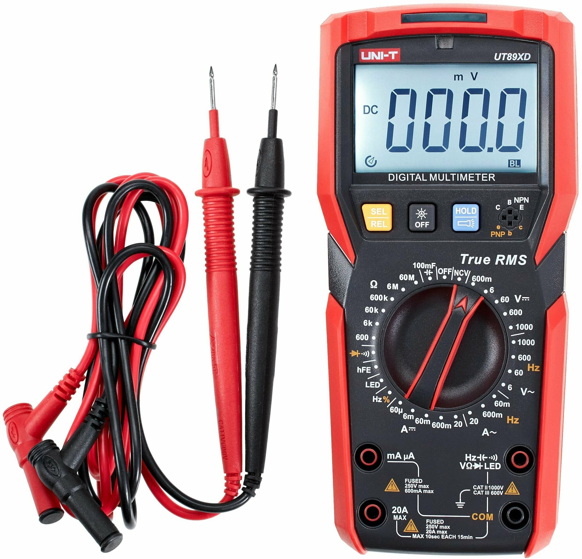 Мультиметр UT89XD UNI-T 1000V ёмкость частота скважность NCV True RMS разрядность 6000