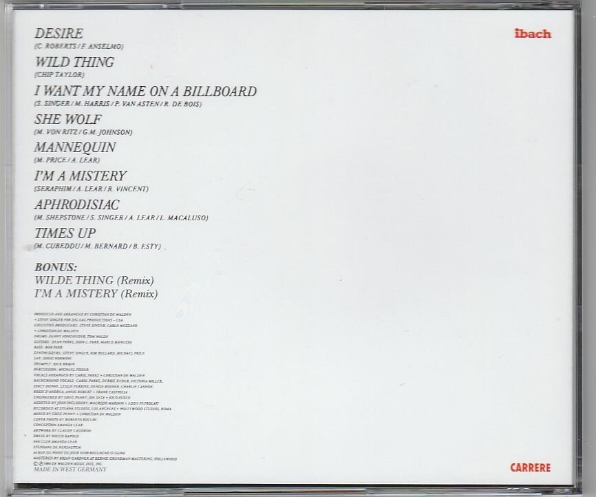 Amanda Lear - Secret Passion 1986 (CD диск) — фото 1