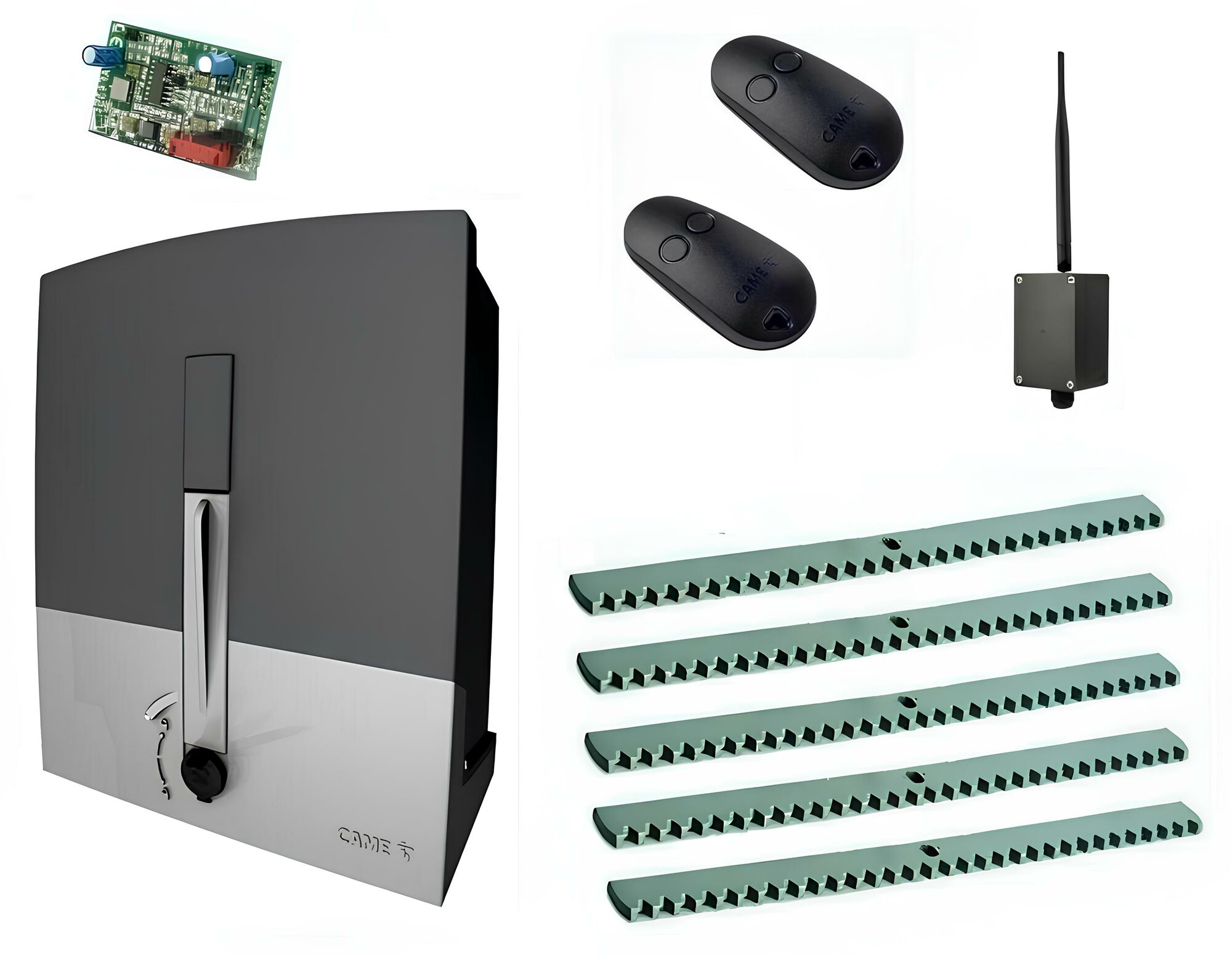 Автоматика для откатных ворот BXL04AGS KIT-KR5-BT, комплект: привод, радиоприемник, 2 пульта, 5 реек, Bluetooth-модуль