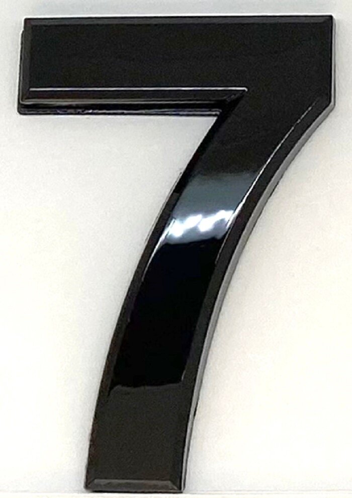 Цифра дверная "7", самоклеящаяся, ABS-пластик, ширина 45мм, высота 70мм, чёрная