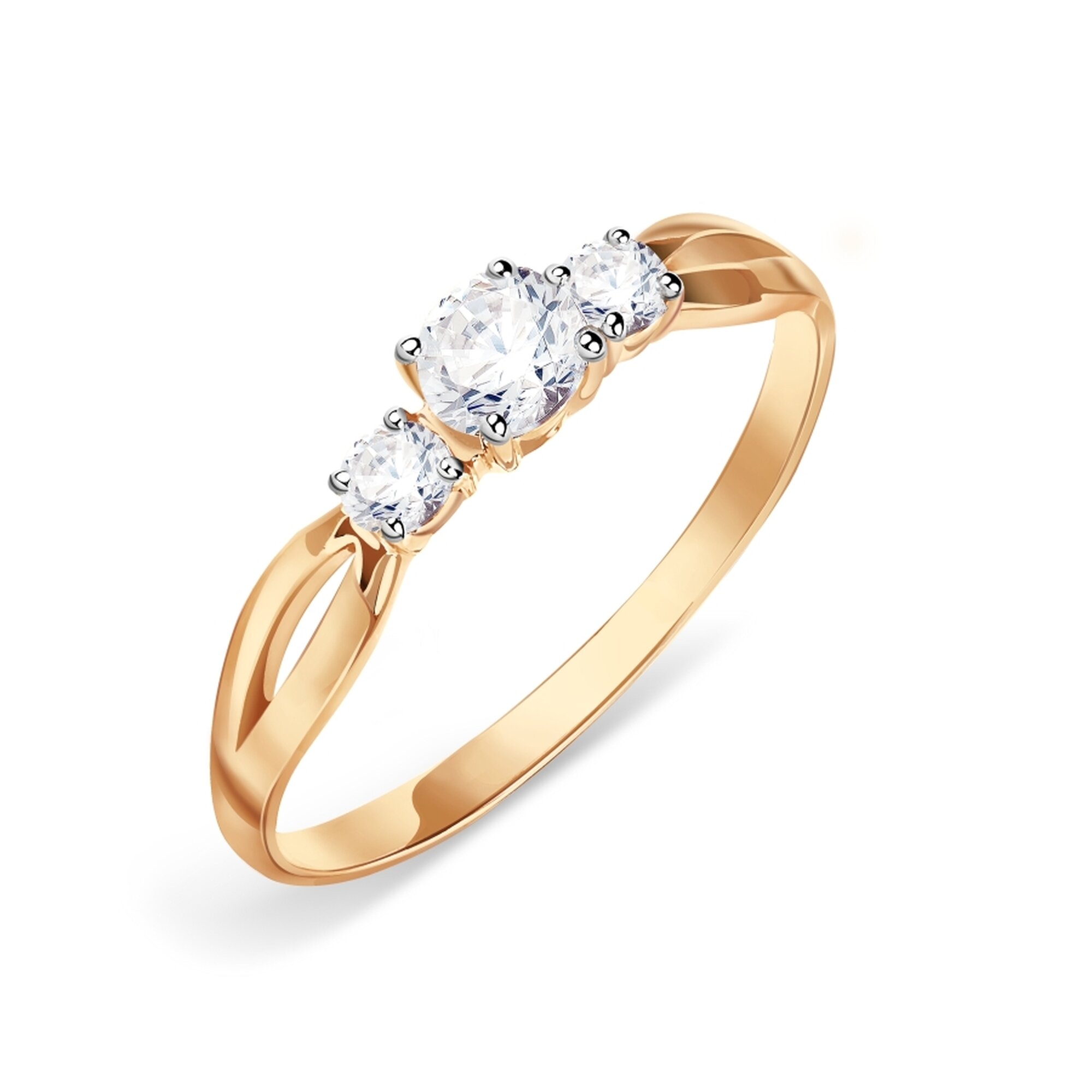 Кольцо дорожка, красное золото, 585 проба, фианит