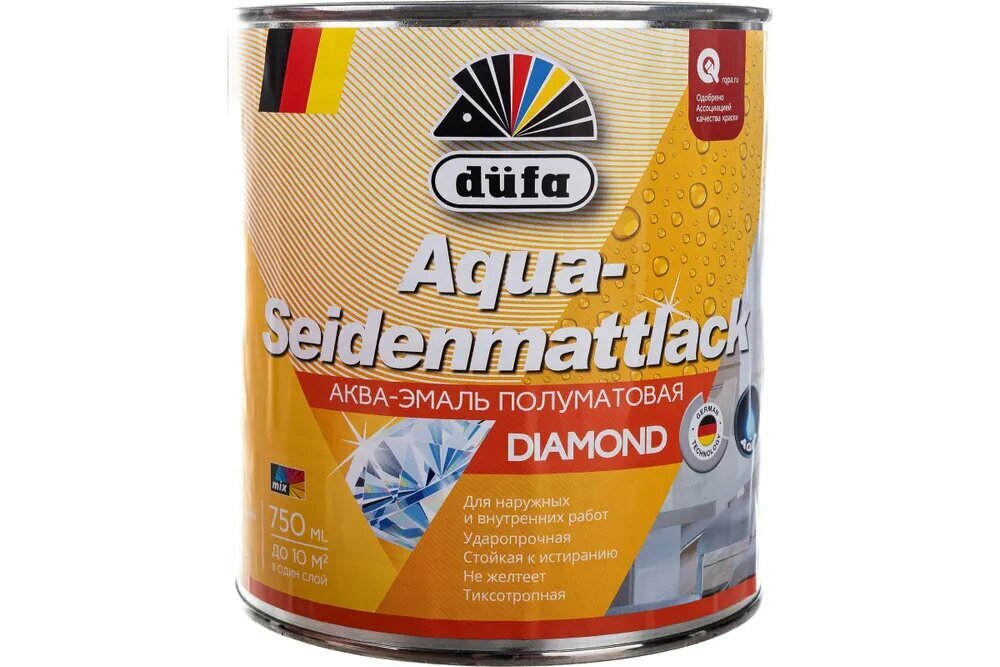 Эмаль для дерева и металла акриловая Dufa Aqua-Seidenmattlack полуматовая белая 0,75 л