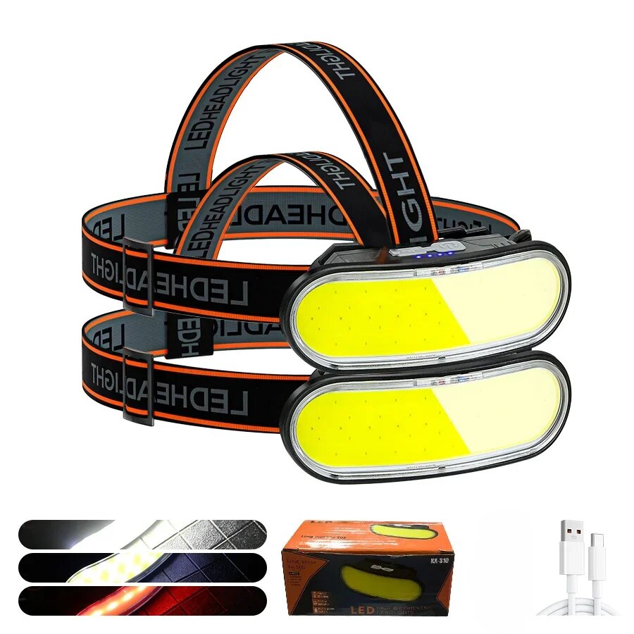 2шт налобный фонарь LED COB 1300LM USB T286-A
