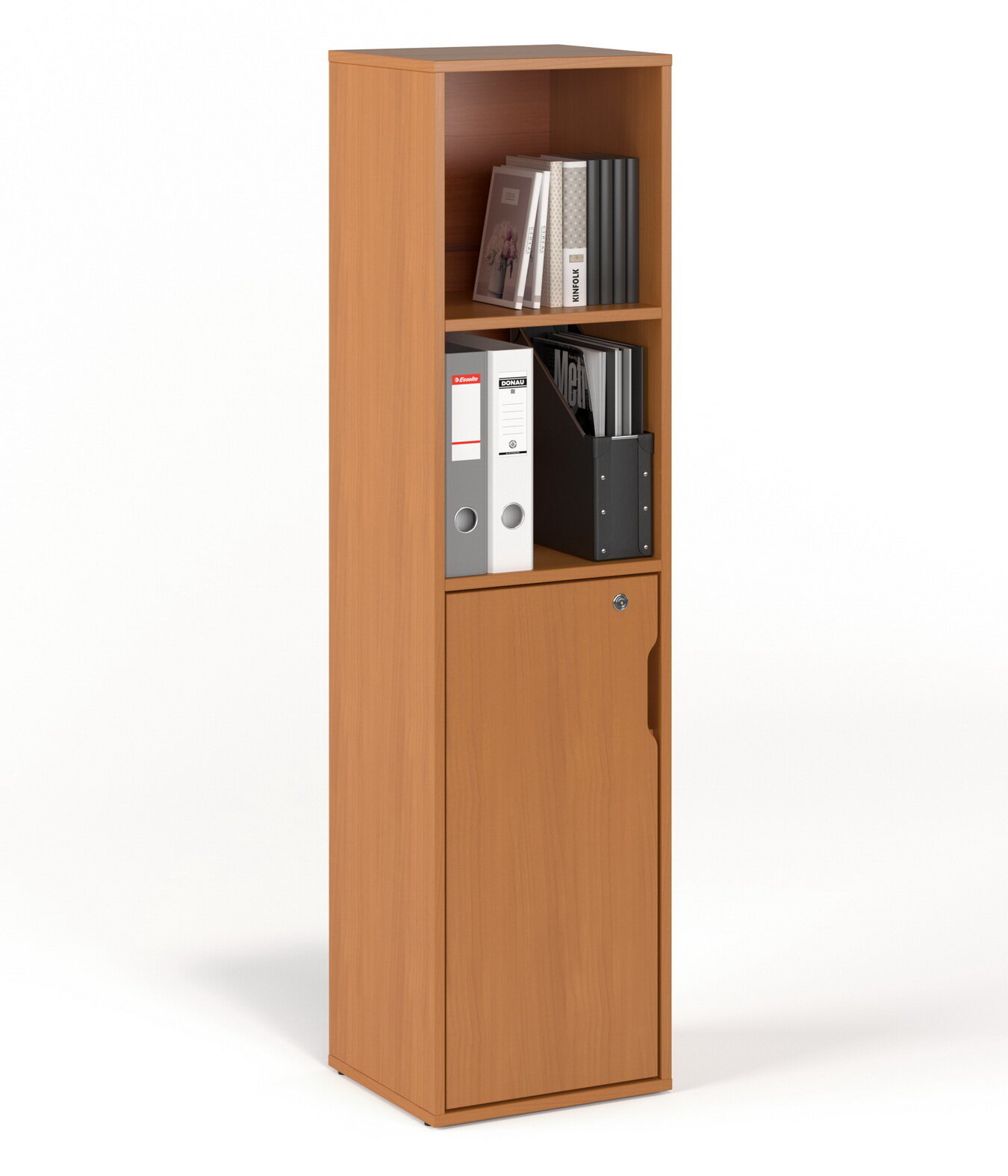 Стеллаж БАНГА-23 левый Груша, с дверкой и отрытой полкой, (ВхШхГ) 142,6х36,8х32,6 см, ЛДСП