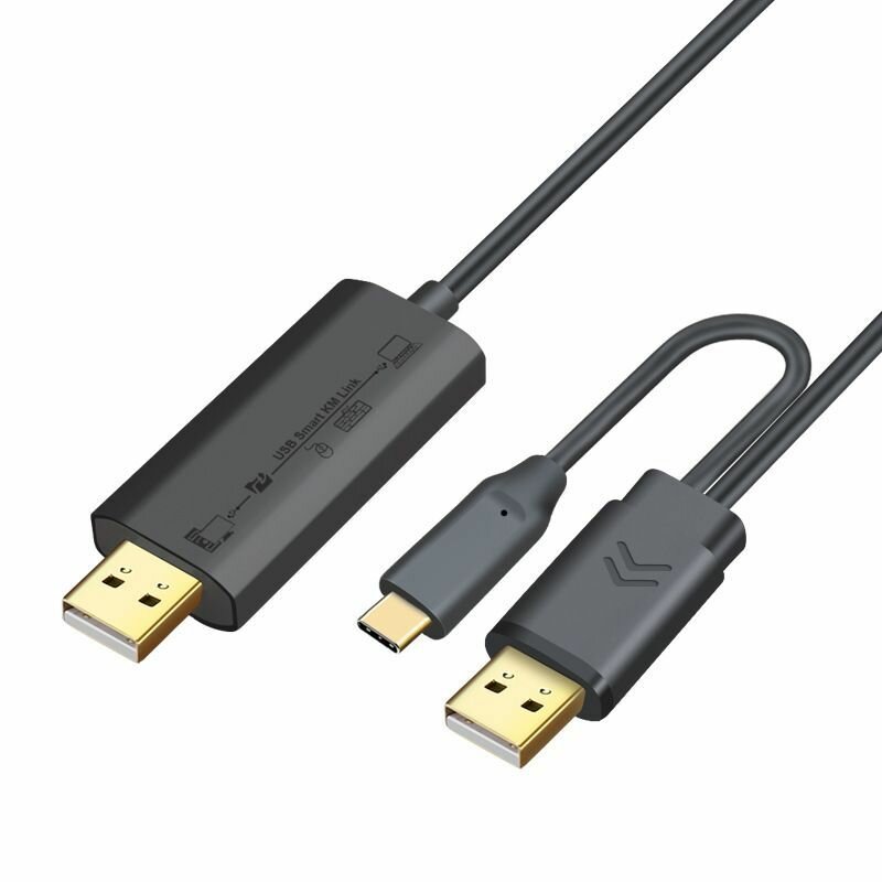 Кабель для передачи данных USB 2.0 / Type-C USB (2 м, 5 Гбит/с) с функцией управления двумя компьютерами Windows, macOS