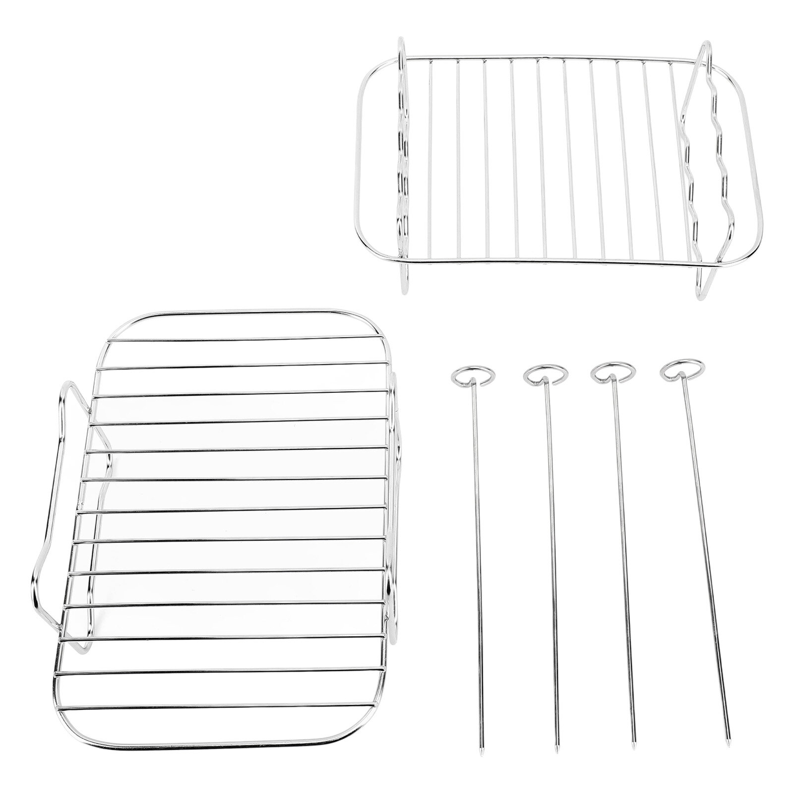 Двухслойная прямоугольная стойка для фритюрницы из нержавеющей стали 304 с шампуром G, идеально подходит для приготовления пищи и хранения, легко чистится и можно мыть в посудомоечной машине