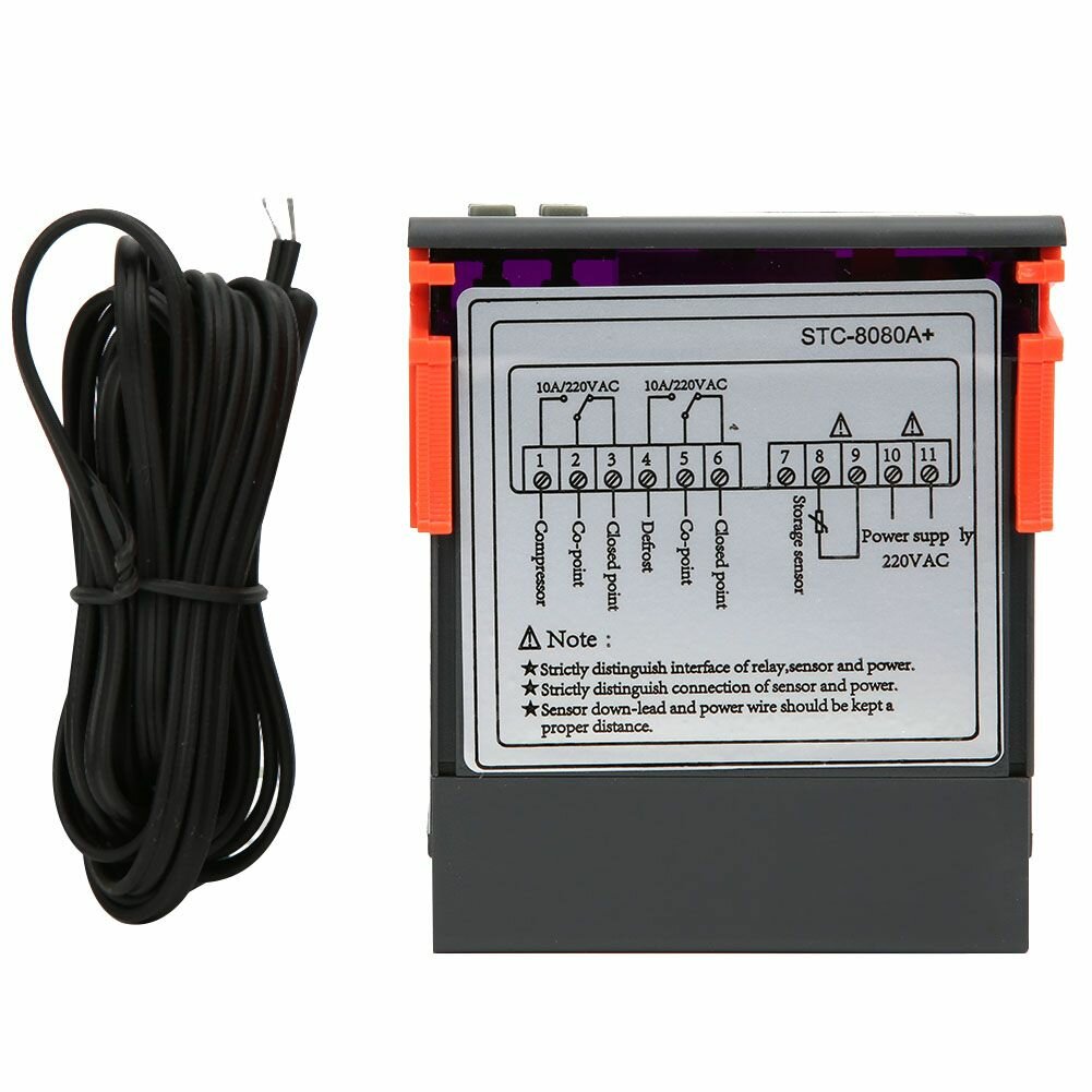 Цифровой термостат STC 8080A+ для холодильных систем с сигнализацией