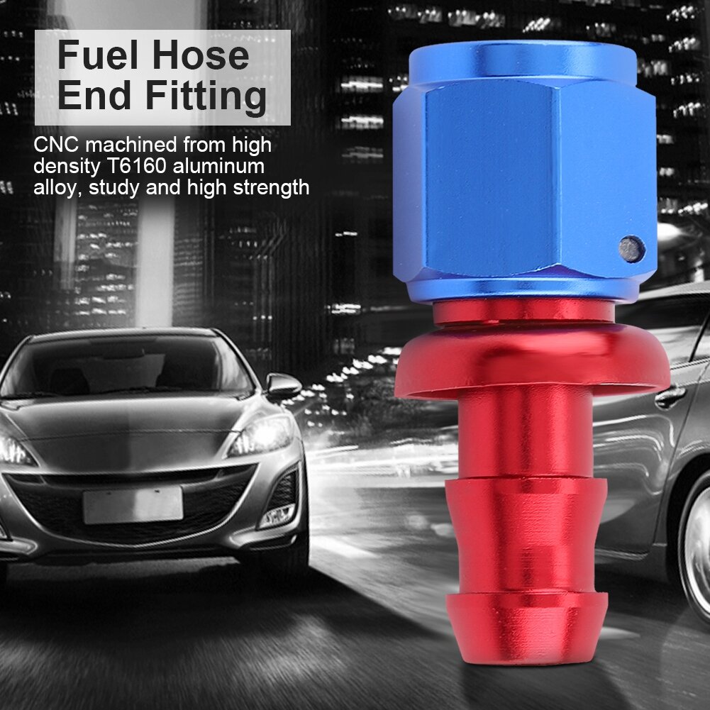 Соединитель для рукава масляной, газовой и топливной линии AN6 Straight Push On Twist Lock, мужской, материал T6160 алюминий, цвет синий + красный, поверхность анодированный, тип Straight, 1 шт.