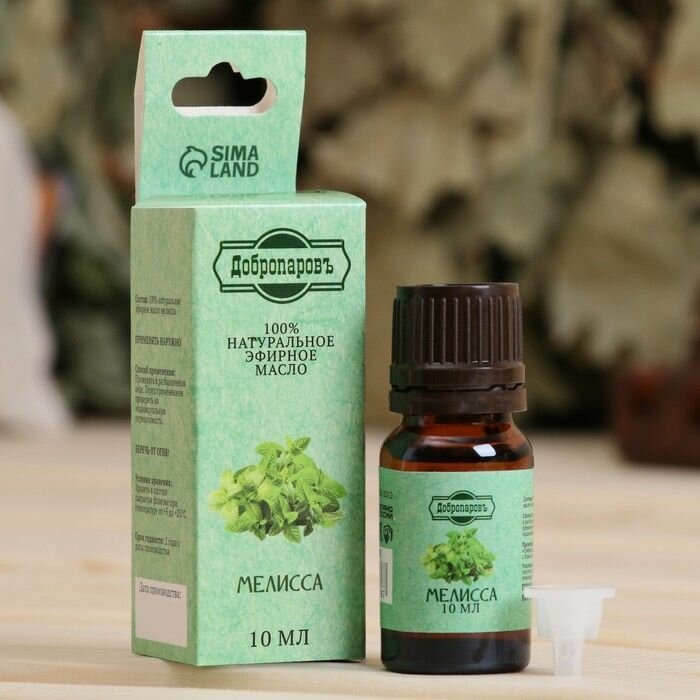 Масло ароматическое Добропаровъ Эфирное Мелисса, флакон-капельница, аннотация, 10 мл
