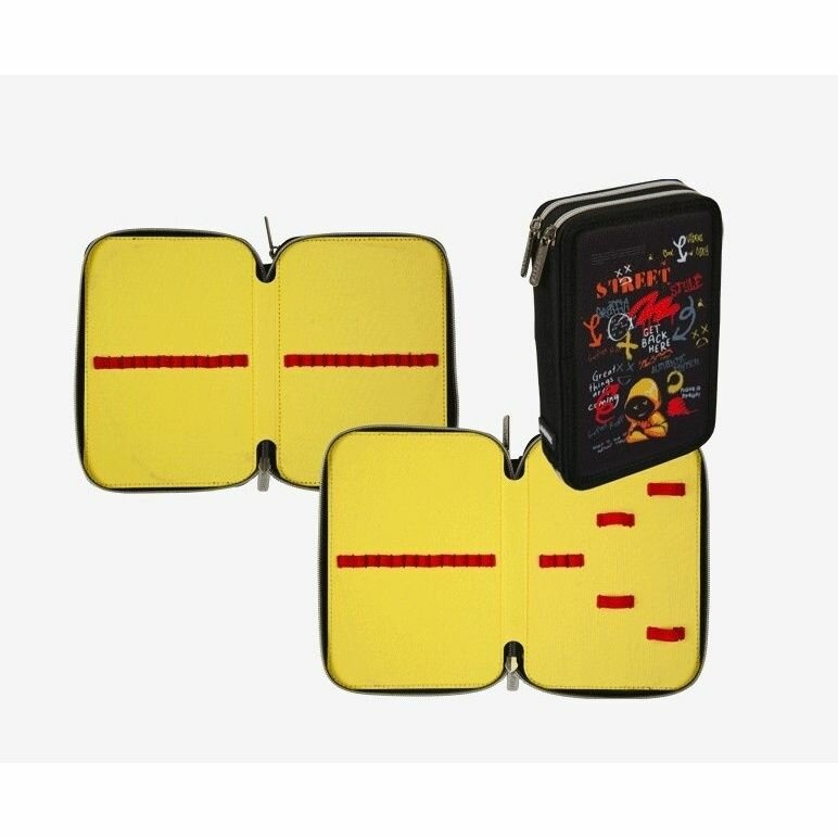 Пенал deVENTE 2 отделения 20,5х14х5,2 см, Street Style, текстиль (7012318)