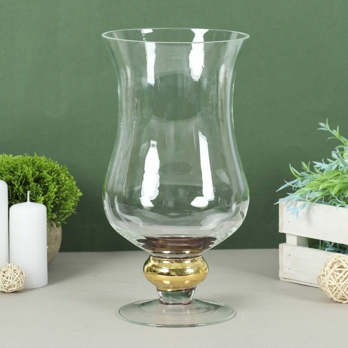Ваза Evis "Кантри голд" Амфора, малая, с декором, 27х14 см, 1,3 л, прозрачная (2701512938)