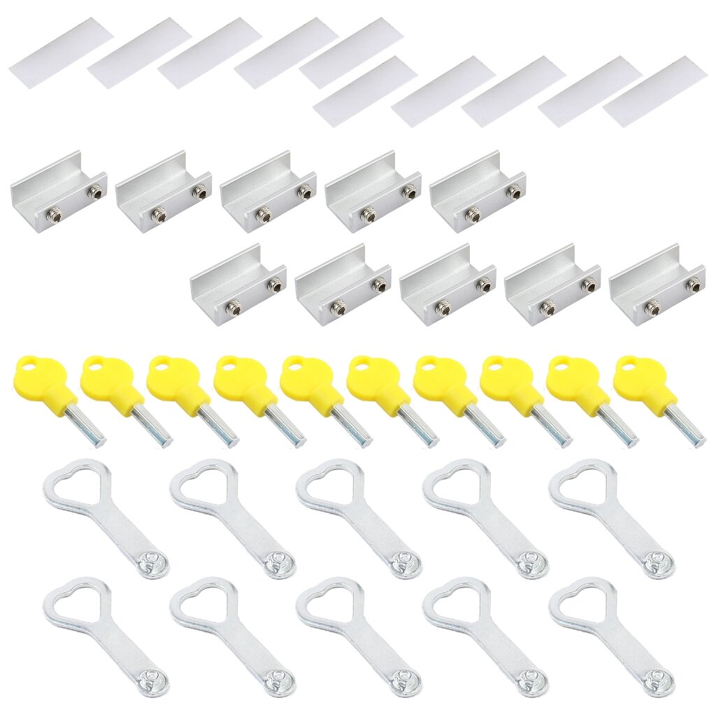 Приспособление, Фиксирующий зажим для алюминиевых окон - серебристый ограничитель, два отверстия 23 м, 10 шт