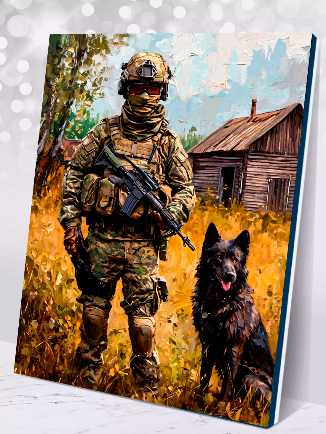 Картина по номерам "Солдат с овчаркой", хлопковый холст на подрамнике 40х50 см, акрил, 000 Art Hobby Home
