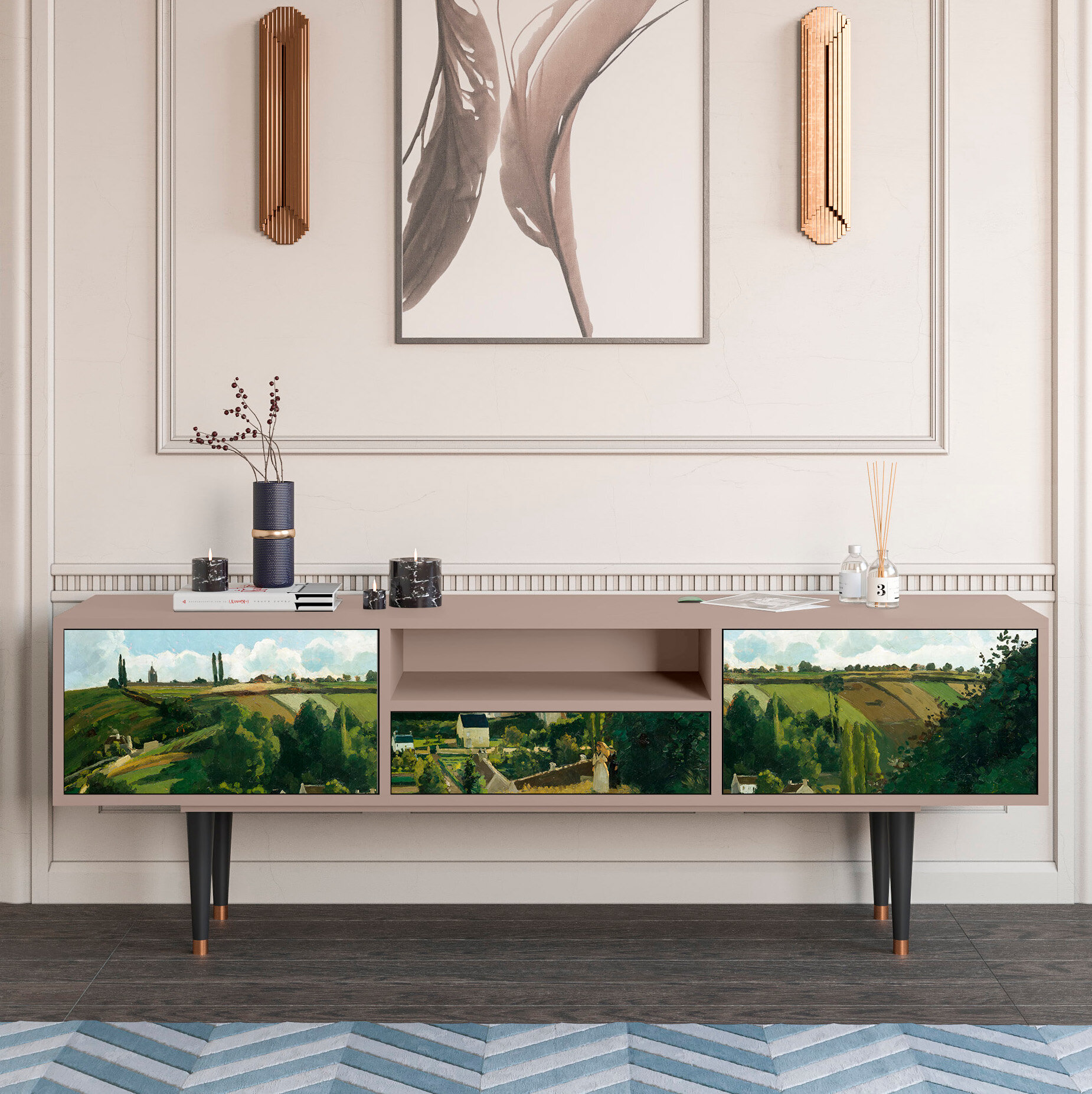ТВ-Тумба - STORYZ - T6 Jalais Hill by Camille Pissarro, Размер - 170 x 69 x 41 см, Цвет корпуса - , Бежевый