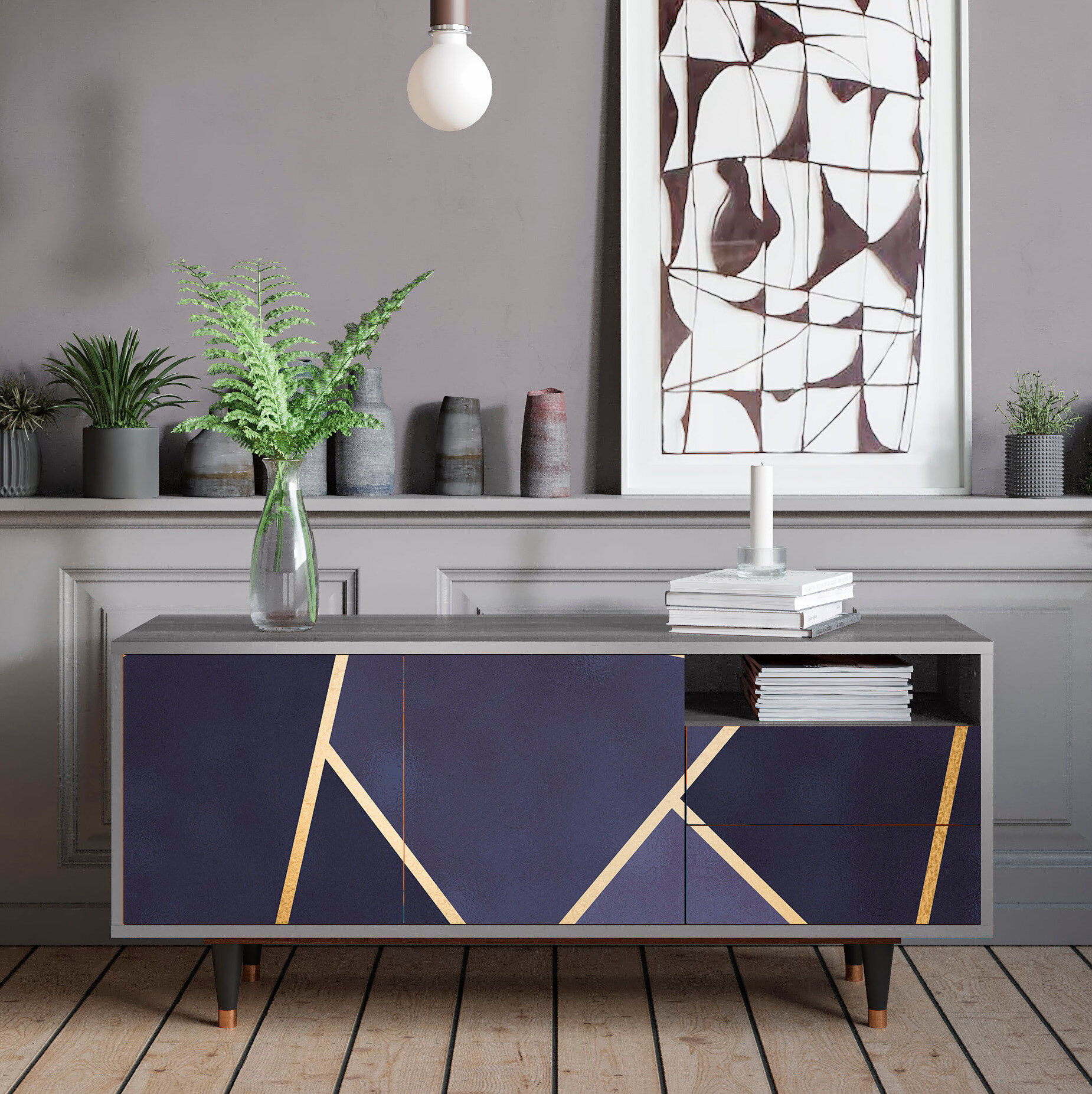 ТВ-Тумба - STORYZ - T7 The Amethyst, Размер - 125 x 56 x 41 см, Цвет корпуса - , Серый